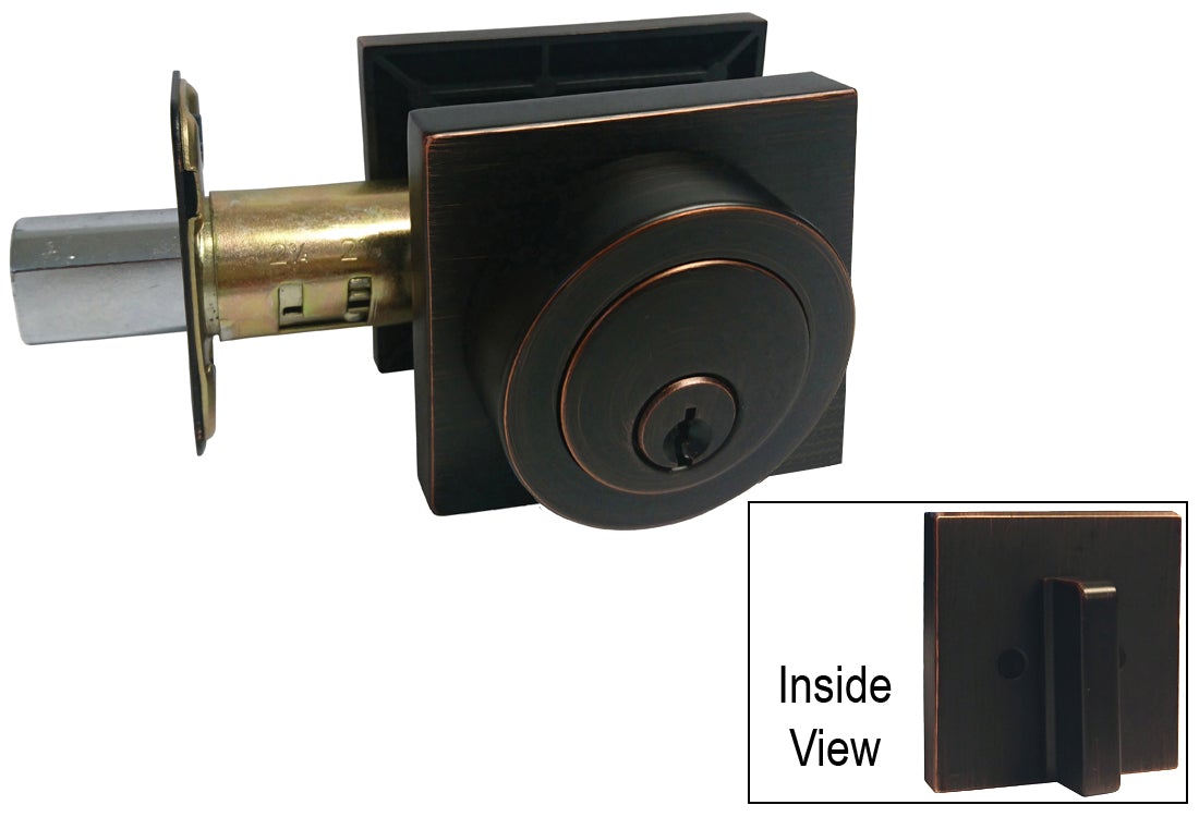 Square Deadbolt Oil Rubbed Bronze US10B Finish Modern Style ...