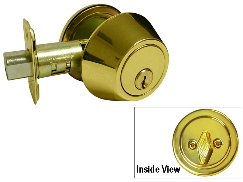 House Guard Hardware Polished Brass Single Cylinder deadbolt ...