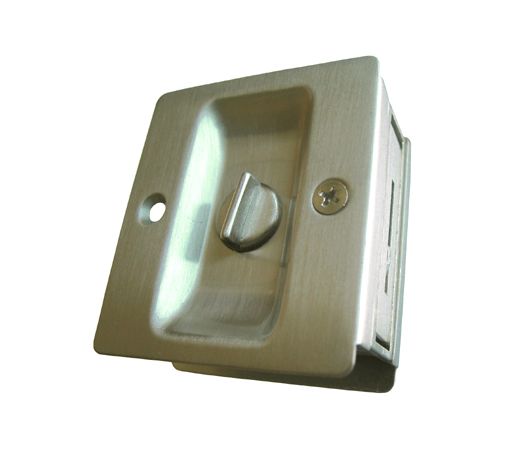 Satin Nickel Privacy Pocket Door Pull Lock-- eBuilderDirect